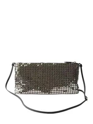 Prada Small Satin And Metal Mesh Shoulder Bag - Silver