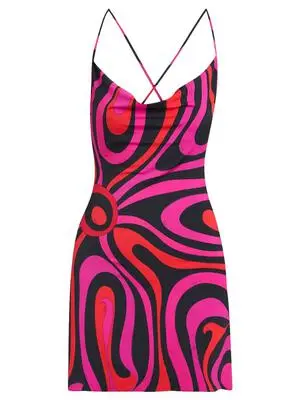 EMILIO PUCCI Marmo Jersey Satin Cowl-neck Backless Mini Dress