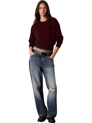 Calvin Klein Calvin Klein Terry Monologo Cropped Sweater Raspberry Truffle