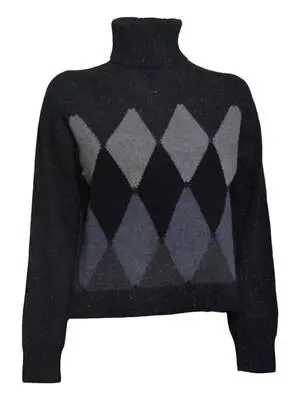 BALLANTYNE Argyle-intarsia Roll-neck Sweater