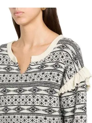 THE GARMENT Faroe Island Fair Isle Wool-cashmere Sweater Print