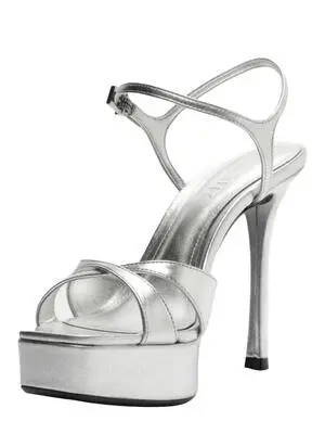 SCHUTZ Maxine Metallic Leather Platform Sandals