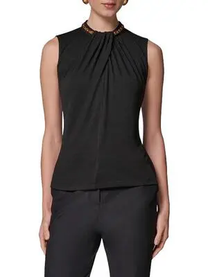 Donna Karan New York Necklace Detail Sleeveless Knit Top Black