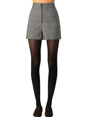 IVONNE High-rise Tweed Shorts With Metallic Fleck