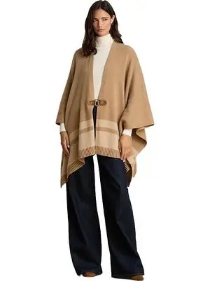 RALPH LAUREN Buckle Trim Wool And Cashmere Poncho Sweater