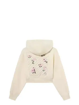 L/AB C/O OFF-WHITE Floral-print Cropped Hoodie