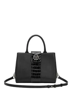 PHILIPP PLEIN Nappa Handle Bag Hexagon Strass Cocco Cut