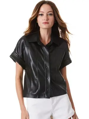 Alice + Olivia Edyth Vegan Top Black