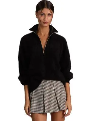 Alice + Olivia Toby Cashmere Quarter Zip Black