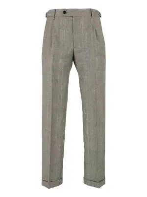 BERWICH Check-pattern Pleated Trousers