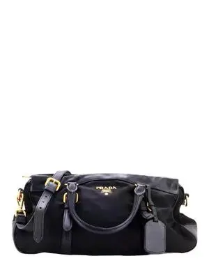 PRADA Convertible Belted Tessuto With Leather Large Satchel