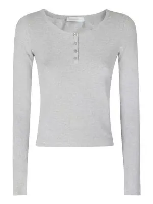 LOW CLASSIC Henry Grigia Ribbed Jumper
