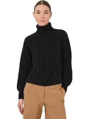 Anatomie Wabi Mix Sweater Mixed-stitch Cableknit Turtleneck Black