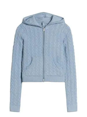SKIMS Sweater Knit Cable Zip Up Hoodie Fog