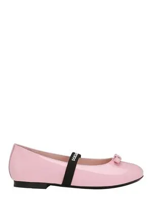 DOLCE & GABBANA Logo-strap Bow Ballerina Shoes