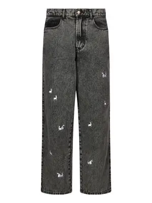 CARNE BOLLENTE Billionaire Rabbit-embroidered Acid-wash Jeans