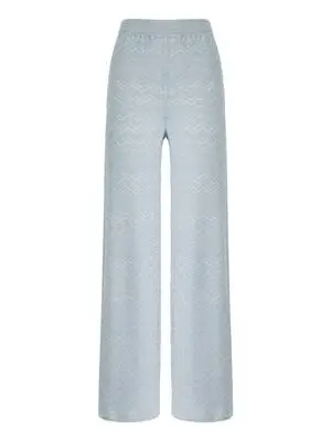 Missoni Viscose And Cotton Lamé Chevron Palazzo Trousers Silver