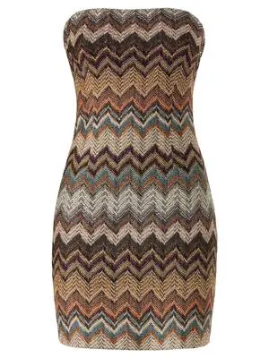 MISSONI Zig Zag Mini Dress In Lamé Viscose