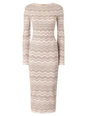 Missoni Long Dress In Viscose And Cotton Lamé Chevron Multicoloured