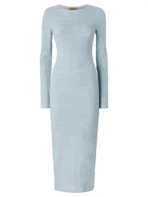 Missoni Long Dress In Viscose And Cotton Lamé Chevron Silver