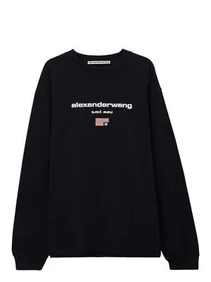 Alexander Wang Logo Graphic Long Sleeve Tee Black