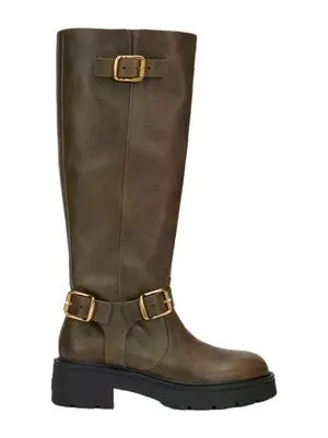 STUART WEITZMAN Ren Buckle-detail Knee-high Boots Brown