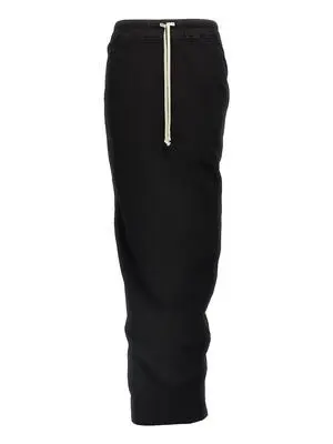 RICK OWENS Cotton High-waisted Long Pencil Skirt With Drawstring