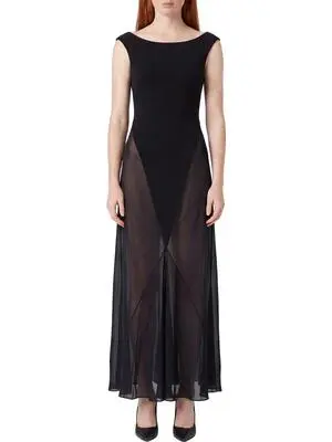 ALAÏA Long A-line Stretch-viscose Dress With Boat Neck