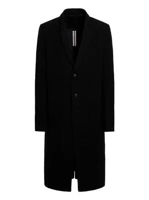 RICK OWENS Single-breasted Knee-length Wool Coat With Classic Lapels