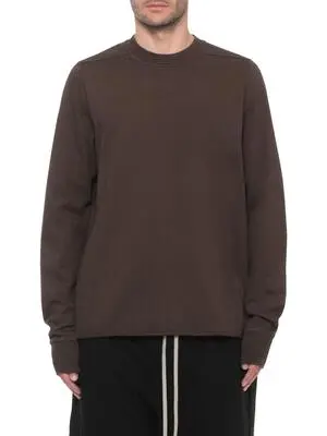 Rick Owens Long-sleeved Cotton T-shirt With Webbing Brown