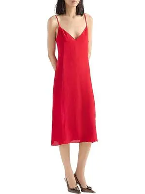 PRADA Embroidered Triple Chiffon Slip Dress