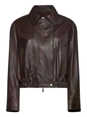 KAOS Elasticated-hem Leather Jacket