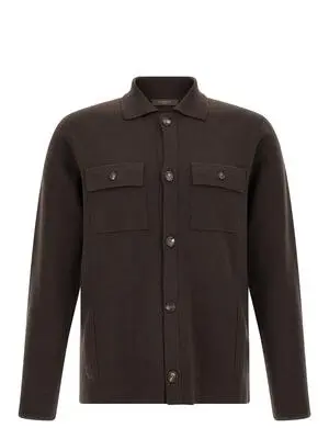 ZANONE Virgin Wool Knit Sahariana Jacket Brown