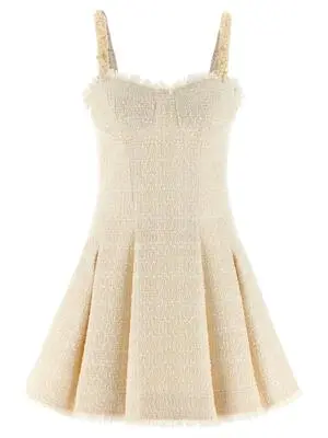 BALMAIN Tweed Mini Dress With Shell-embellished Straps