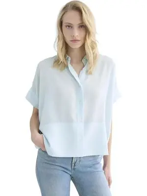 Everlane Boxy Shirt, Washable Silk Size - Skywriting