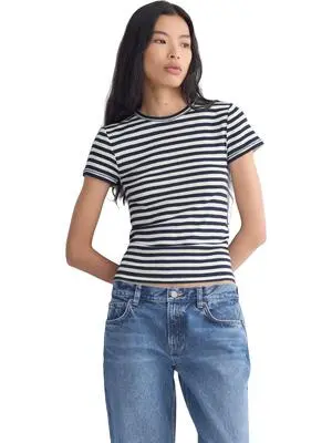Everlane Tissue Short-sleeve Crew Neck T-shirt - Bone/navy