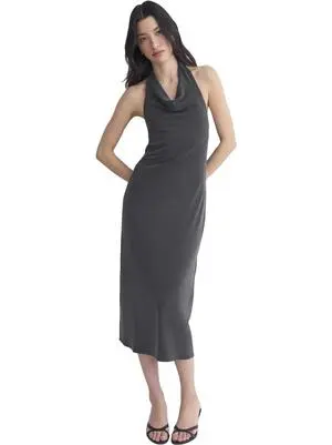 Everlane Cowlneck Halter Midi Dress - Black
