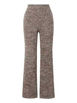 Chloé Ribbed Cashmere Straight-leg Pants - Gray