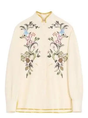 Valentino Garavani Embroidered Linen Shirt - Ivory