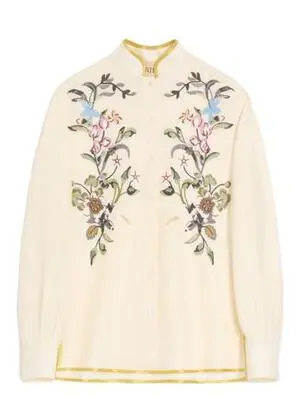 Valentino Garavani Embroidered Linen Shirt - Ivory