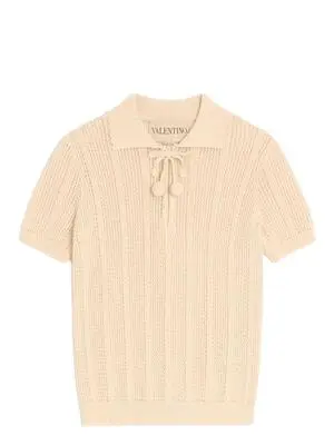 Valentino Garavani Embroidered Cotton Knit Polo - Ivory