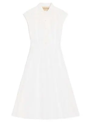 Valentino Garavani Embroidered Poplin Midi Dress - White