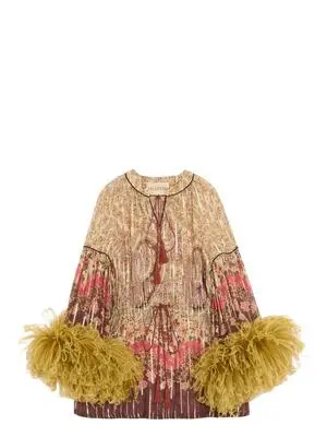 Valentino Garavani Pekin Voyage Imaginaire Paisley Print Blouse With Feather Trim - Multicolour