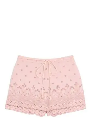 Valentino Garavani Sangallo Shorts With Fleur A Jours Daisy Pattern - Pink