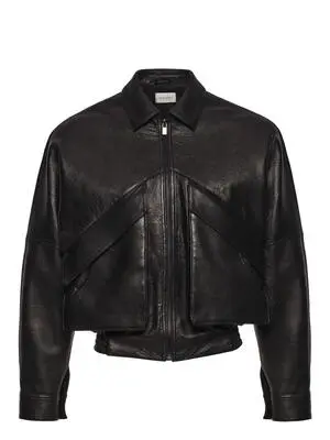 Magda Butrym Sheep Leather Bomber Jacket - Black