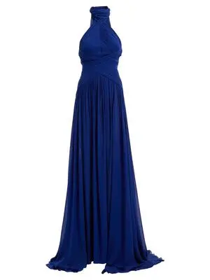 Elie Saab Halter-neck Silk Gown - Blue