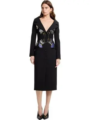 Elie Saab Single-breasted Crepe-wool Coat - Black