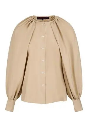 Martin Grant Silk Balloon-sleeve Blouse - Tan