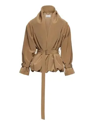 MAGDA BUTRYM Magda Butrym Belted Shawl Collar Linen-Blend Jacket