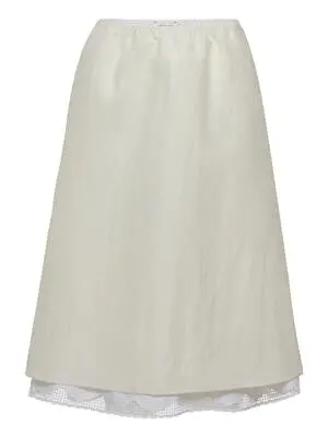 Magda Butrym Layered Silk Midi Skirt With Lace Trim - White